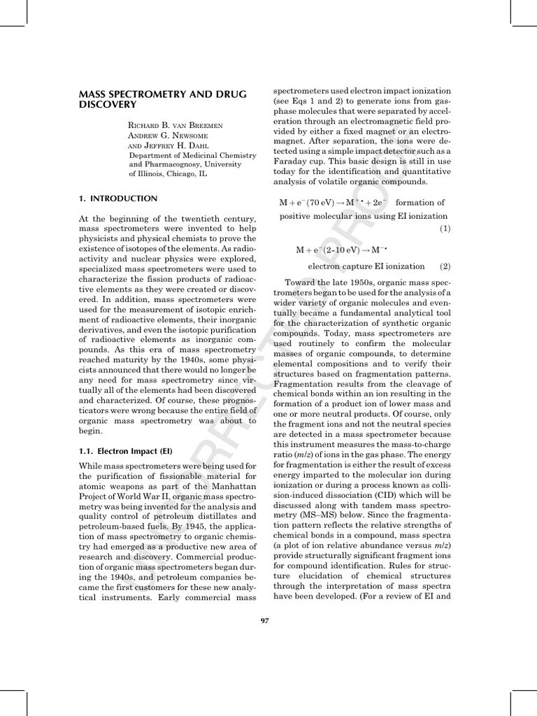 Mass Spectrometry and Drug Discovery | PDF | Mass Spectrometry | Liquid ...