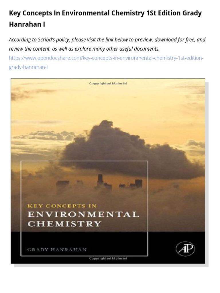 Key Concepts In Environmental Chemistry 1st Edition Grady Hanrahan I ...