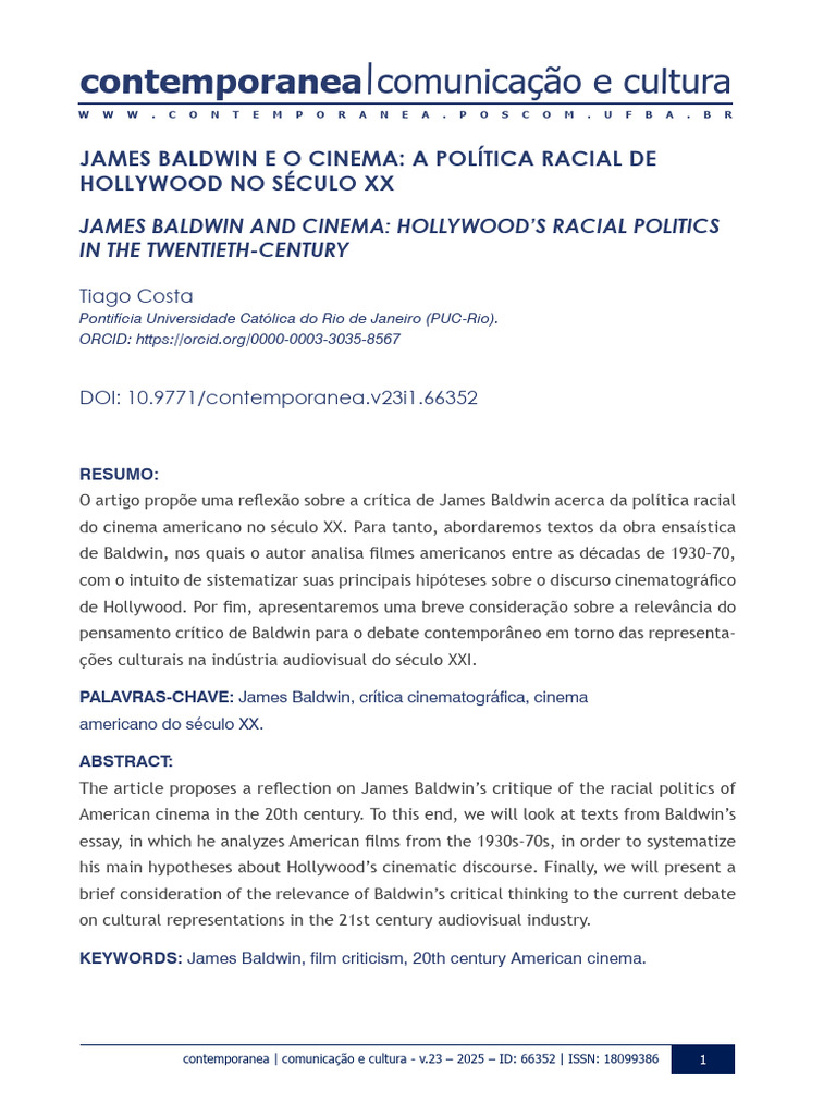 James Baldwin e o Cinema_Revista Contemporânea UFBA_Tiago Leite Costa ...