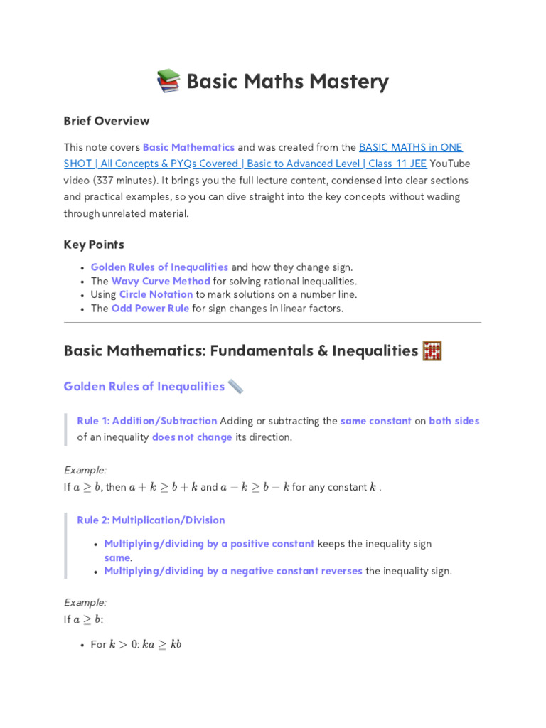 Master Basic Math Inequalities & Solutions | PDF | Inequality ...