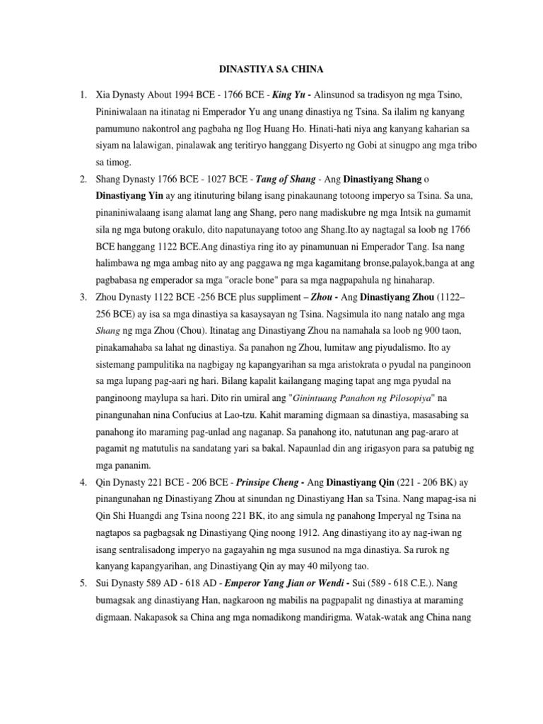 Dinastiya Sa China | PDF