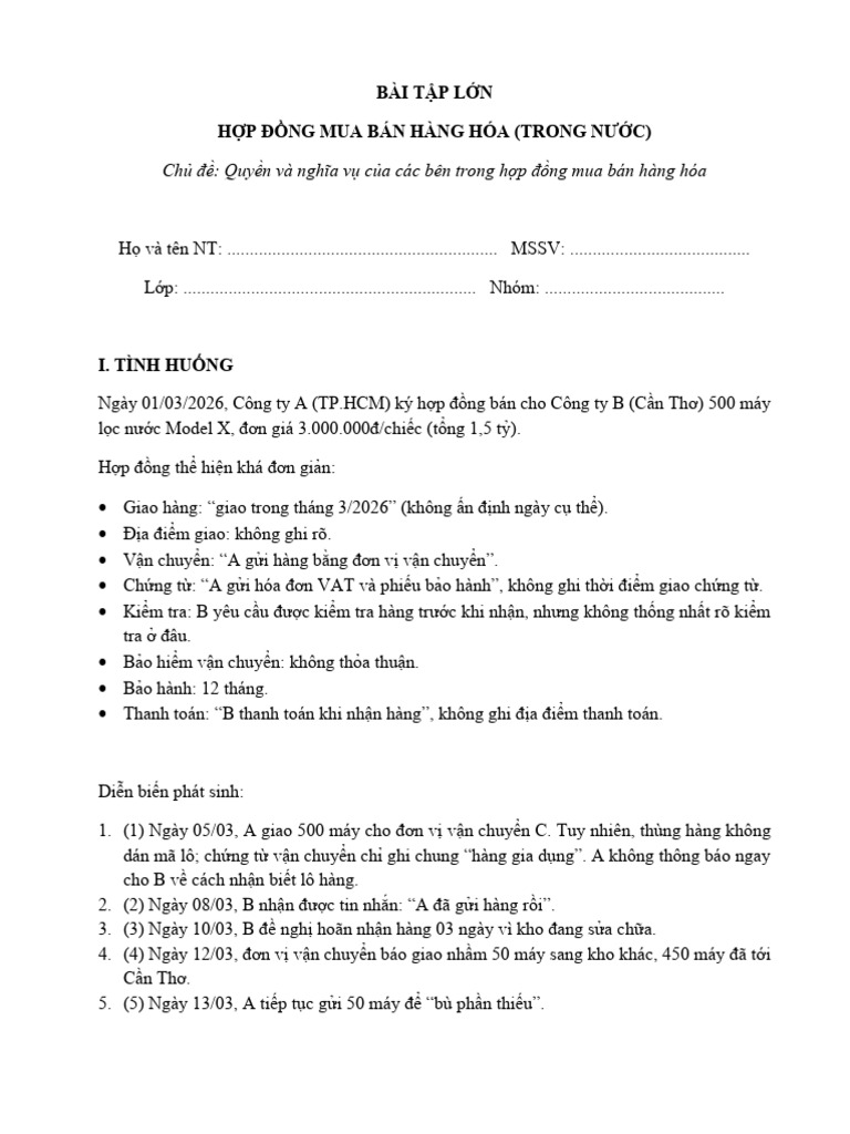 Bai Tap Lon HDMuaBanHangHoa QuyenNghiaVu | PDF