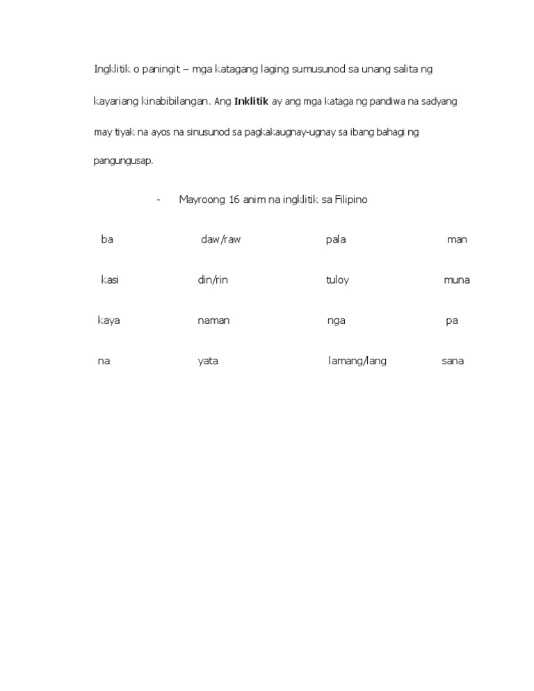 Ingklitik o Paningit