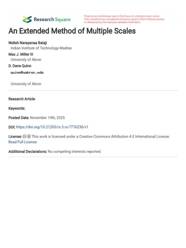 An Extended Method of Multiple Scales | PDF | Nonlinear System | Resonance
