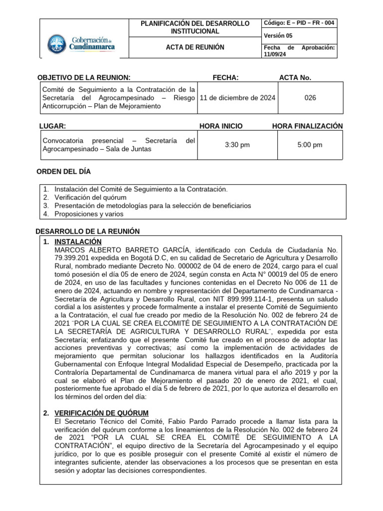 ACta Riesgo Corrupcion | PDF