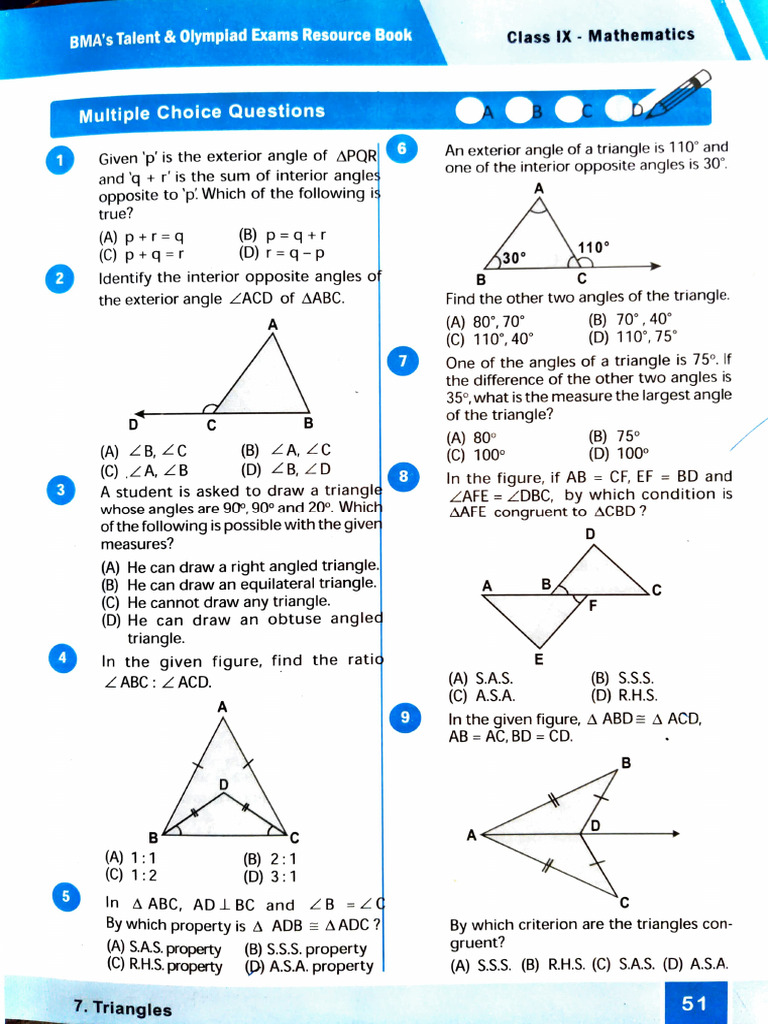 BMA Triangles Class 9 | PDF | Triangle | Elementary Geometry
