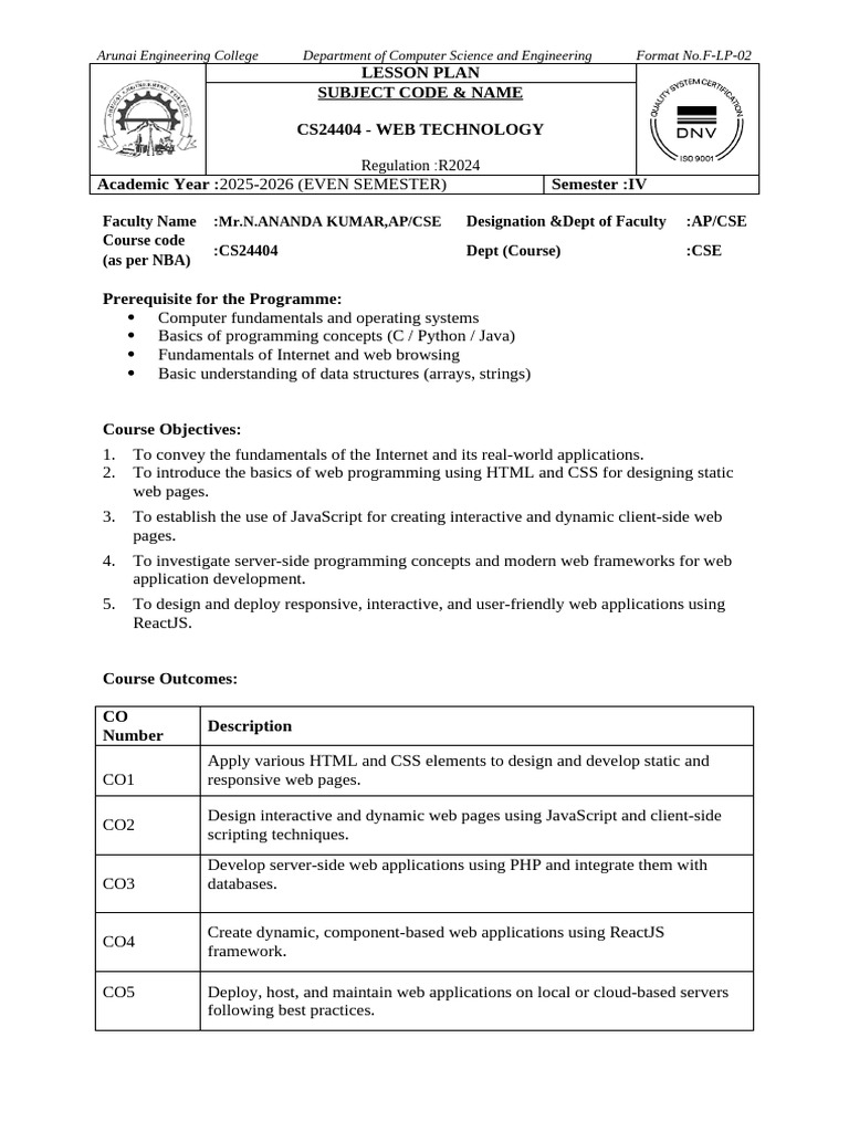 Lesson Plan WT | PDF | World Wide Web | Internet & Web