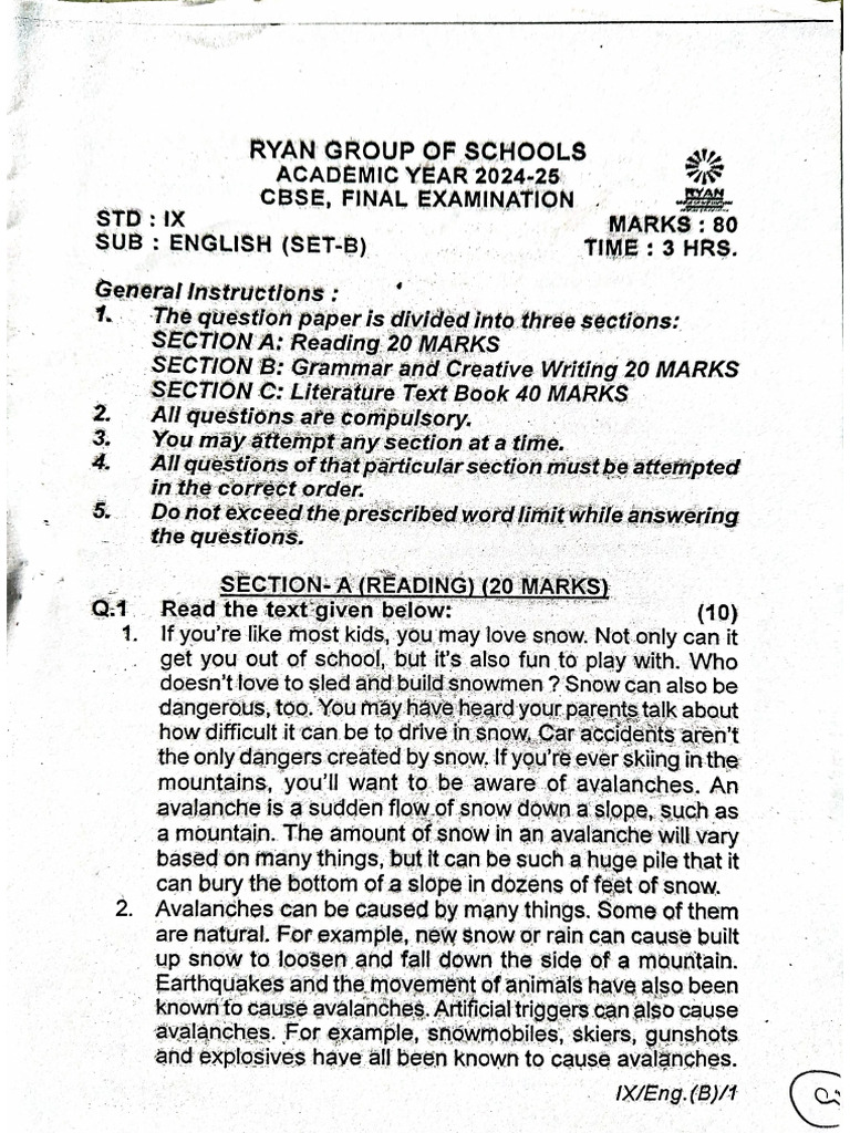 English Sample Paper 2 | PDF