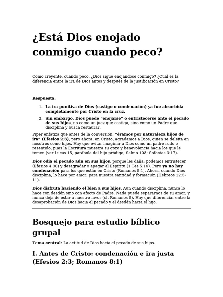 ¿Está Dios enojado conmigo cuando peco? | PDF | Epístola a los romanos ...