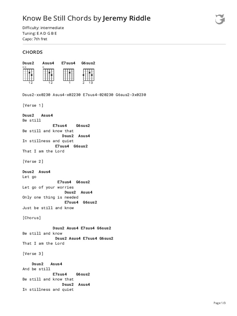 Be Still Chords by Jeremy Riddle | PDF | Elements Of Music | European ...
