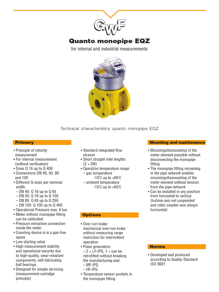 Quanto Monopipe EQZ Technical Specifications | PDF | Pipe (Fluid ...