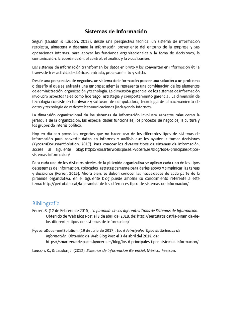 Tipos y Funciones de Sistemas de Información | PDF | Sistema de ...