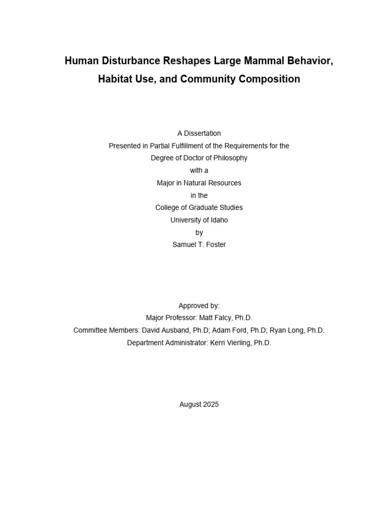 Foster Dissertation Final | PDF | Ecology | Cougar