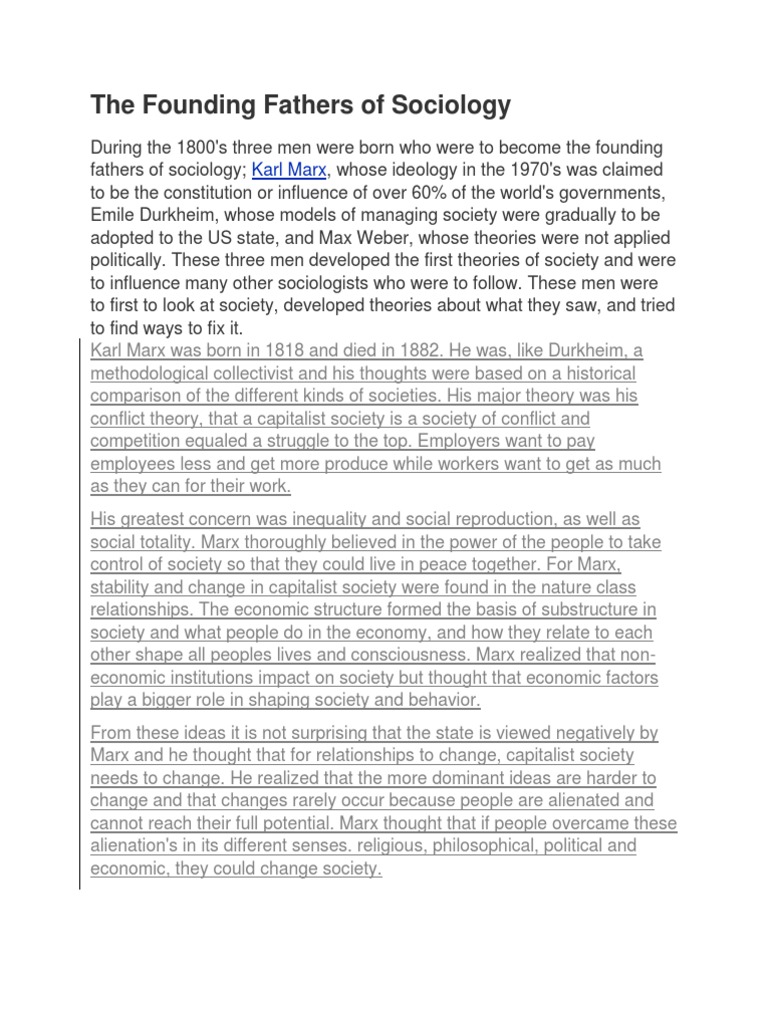 The Founding Fathers of Sociology | Positivism | Sociology