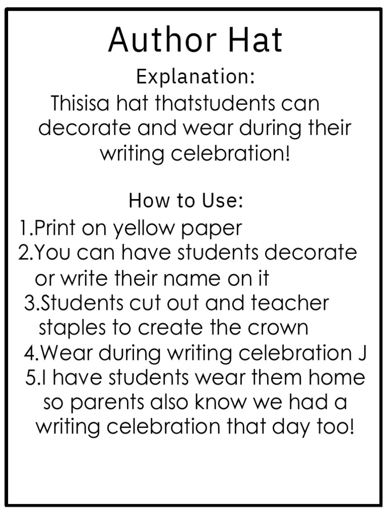 Creative Author Hat for Kids | PDF
