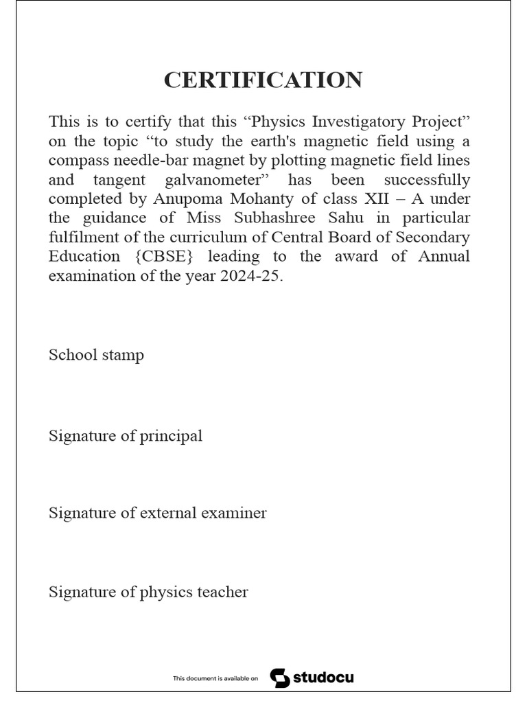 Earth’s Magnetic Field Study Project | PDF | Electromagnetism