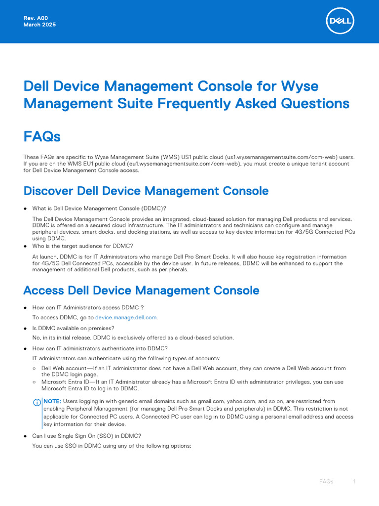 Dell Device Management Console for Wyse Management Suite Frequently ...