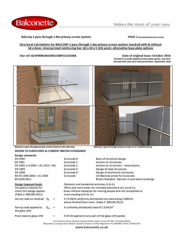 Balcony 2 Privacy Screen System Design | PDF | Young's Modulus | Bending