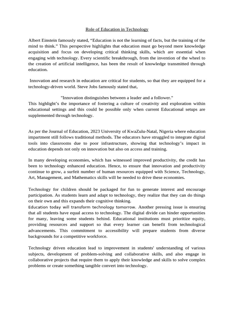 Albert Einstein Famously Stated_edited | PDF | Critical Thinking ...