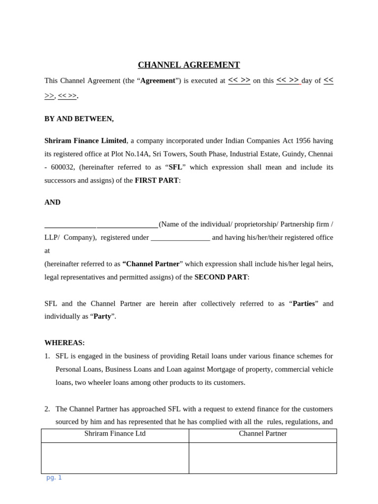 Channel Agreement 1 | PDF | Legal Liability | Payments
