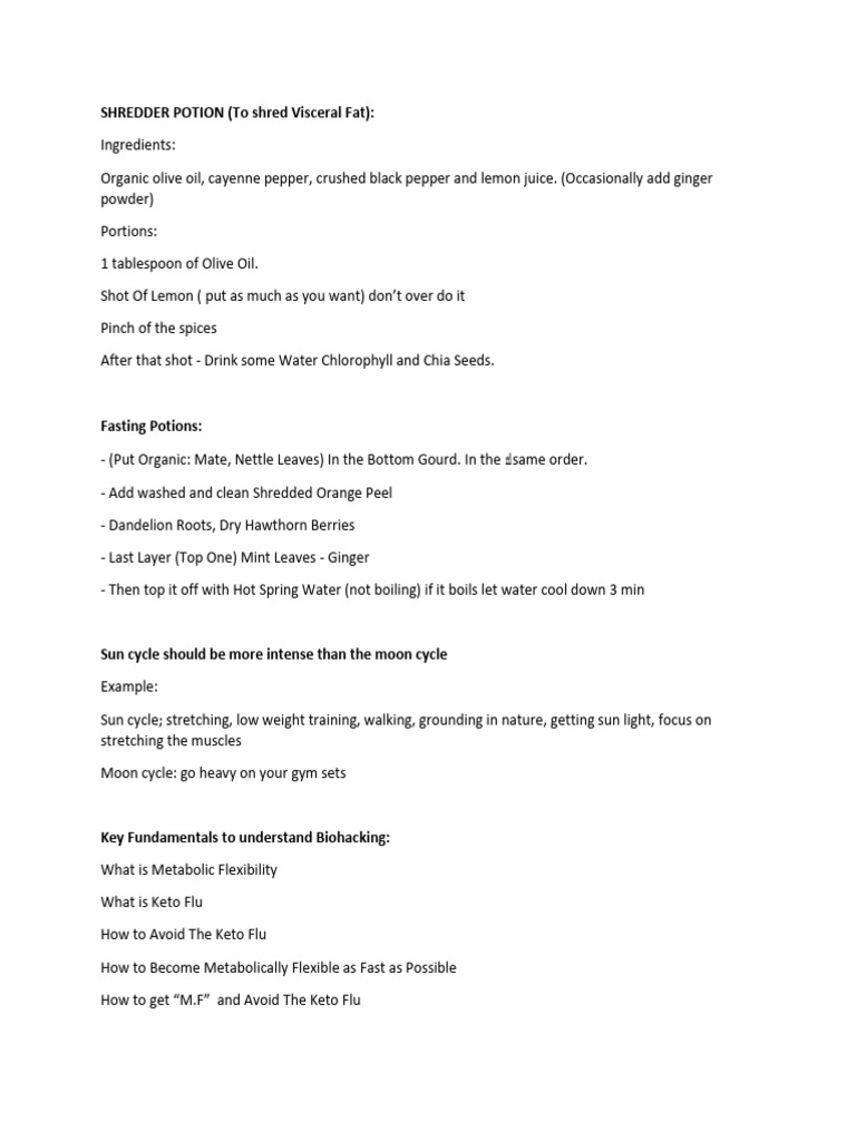 Shred Visceral Fat with Potions & Tips | PDF | Fasting | Ketogenic Diet