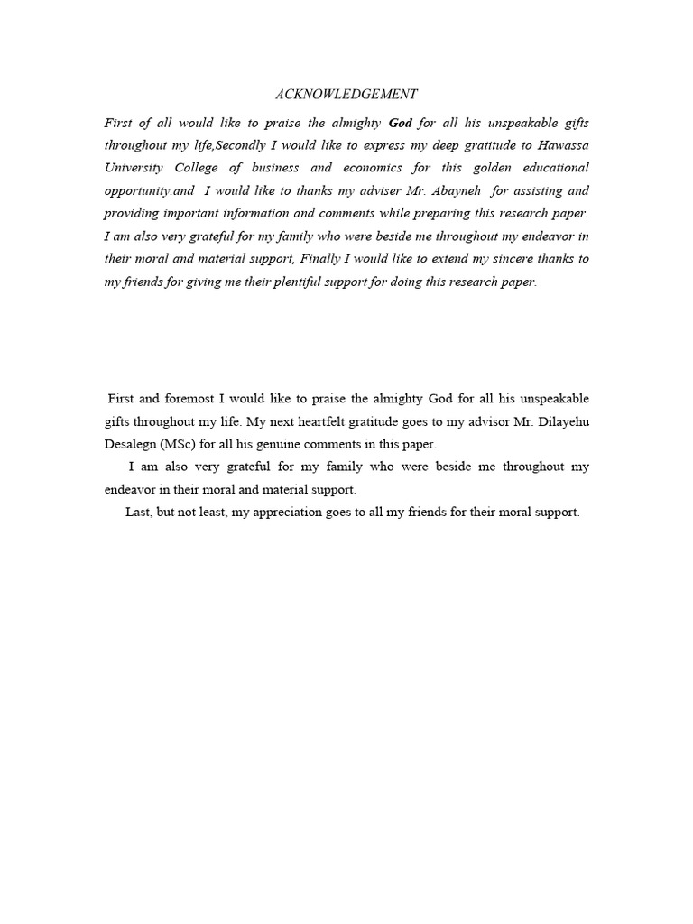 Acknowledgments for Research Paper | PDF