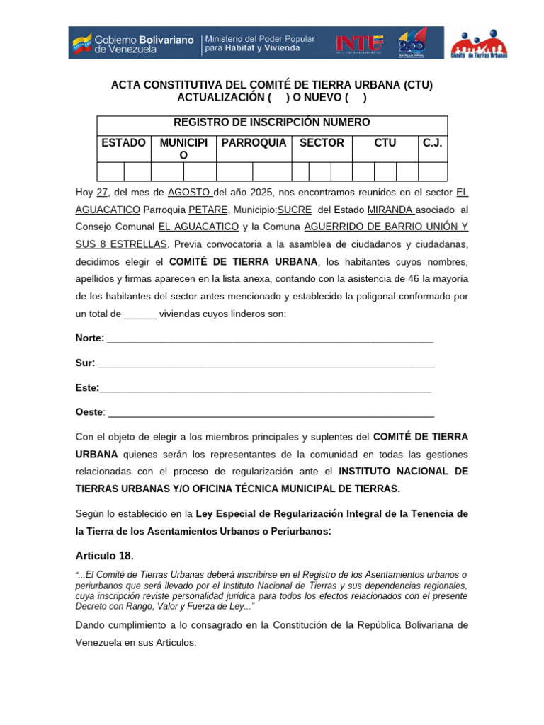 Modelo de Acta Para Conformar Ctu | PDF | Democracia | Ideologías políticas