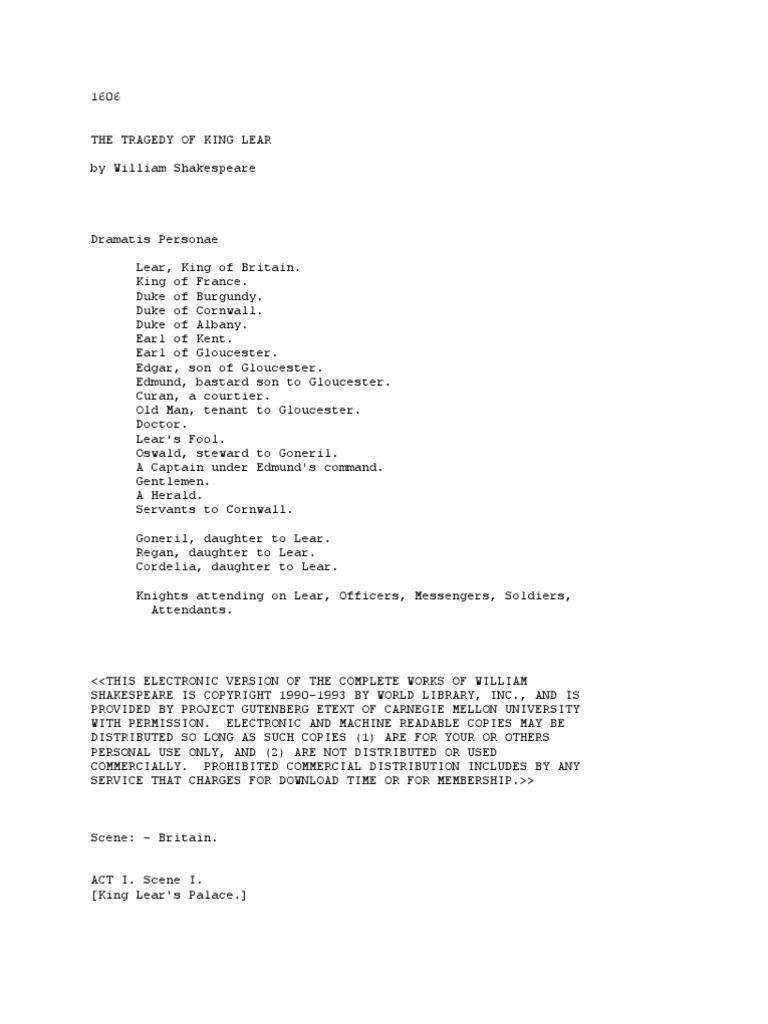 King Lear by Shakespeare | PDF | King Lear