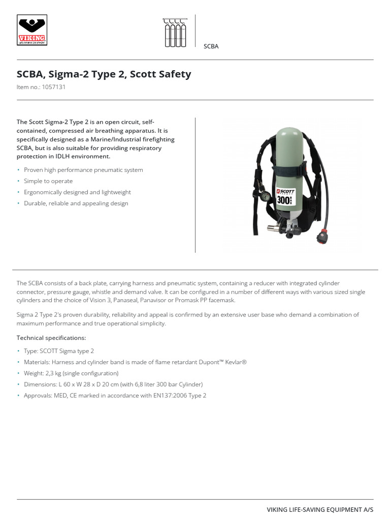 1057131 - SCBA, Sigma-2 Type 2, Scott Safety | PDF
