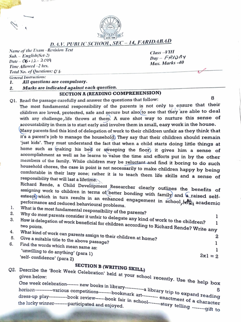 Revison Test 2018+2019 | PDF