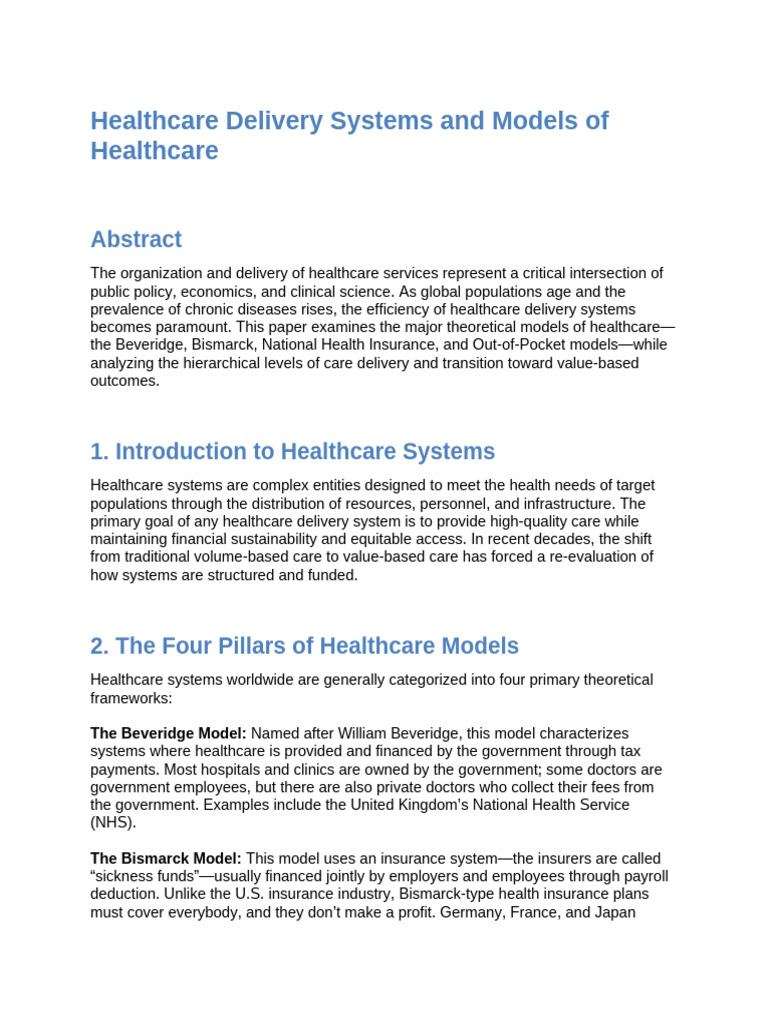 Healthcare Delivery Models Explained | PDF | Health Care | Social Programs