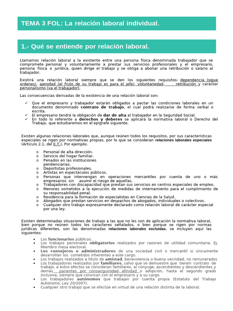TEMA 3 FOL | PDF | Derecho laboral | Tiempo de trabajo