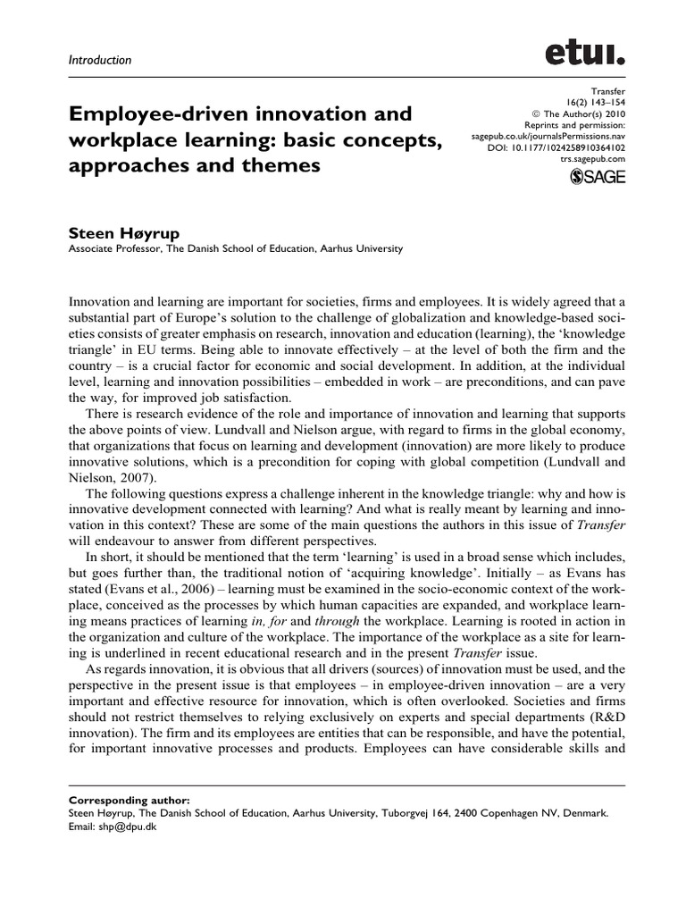 Employee Driven Innovation | PDF | Innovation | Learning