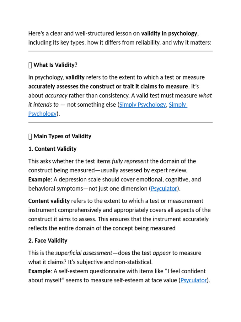 Understanding Validity in Psychology | PDF | Validity (Statistics ...