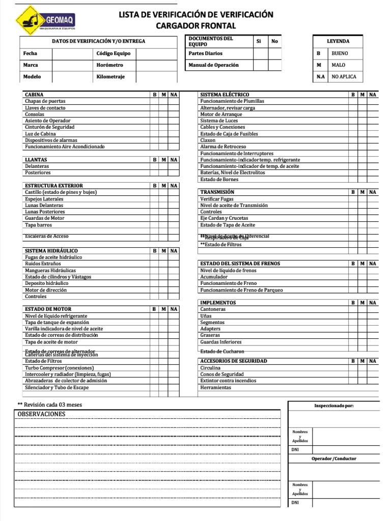 CHECK LIST VOLQUETE | PDF | Carros deportivos | Tecnología de vehículos