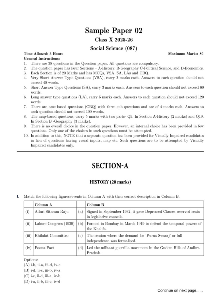 SSC X Sample Paper 2 | PDF