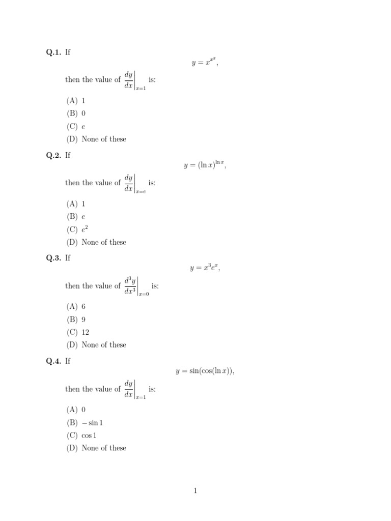 Calculus Derivative Problems and Solutions | PDF