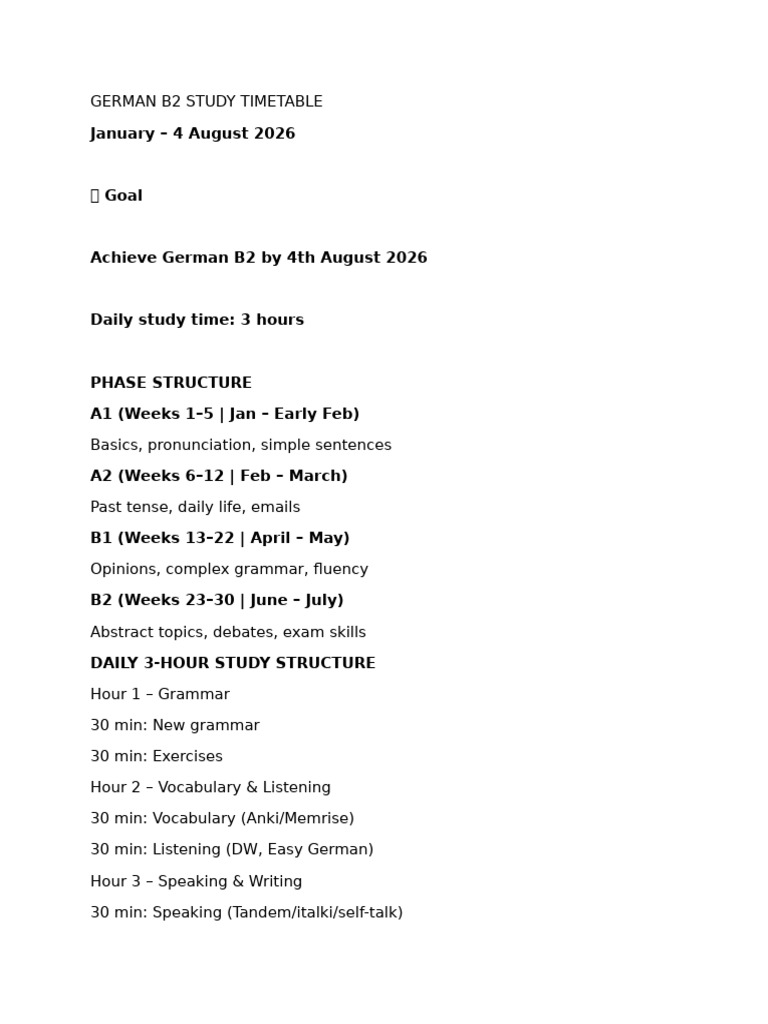 German Study Plan | PDF