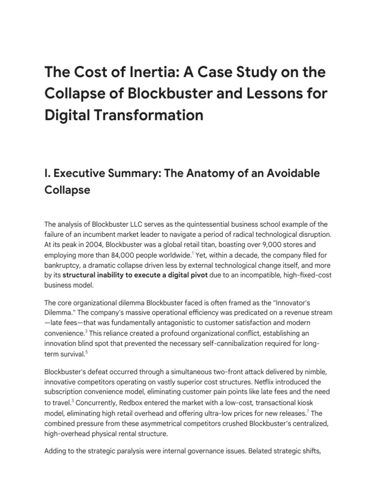 Blockbuster's Collapse: Lessons in Inertia | PDF | Netflix | Streaming ...