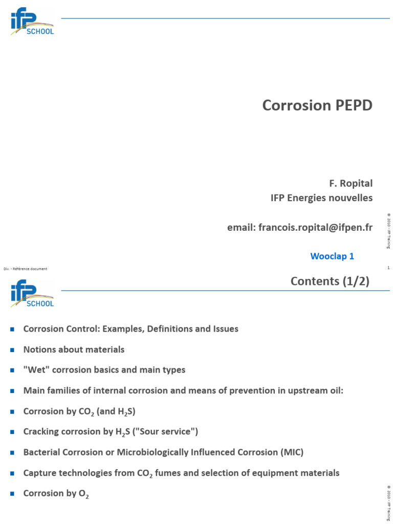 Corrosion IFP School PEPD English | PDF | Stainless Steel | Corrosion