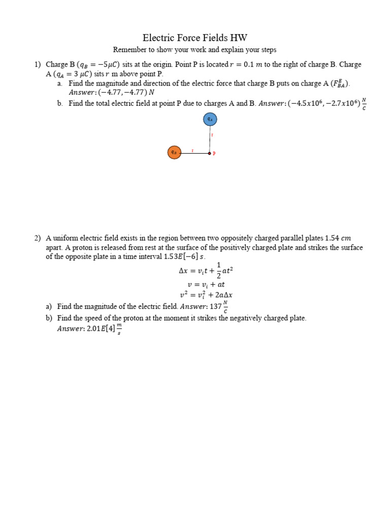 Electric Force Fields HW | PDF