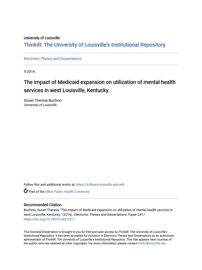 The impact of Medicaid expansion on utilization of mental health ...