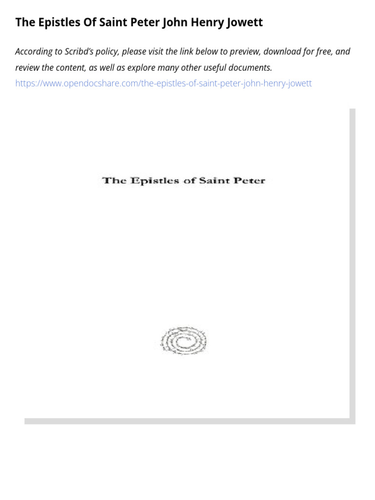 The Epistles Of Saint Peter John Henry Jowett | PDF | Glory (Religion ...