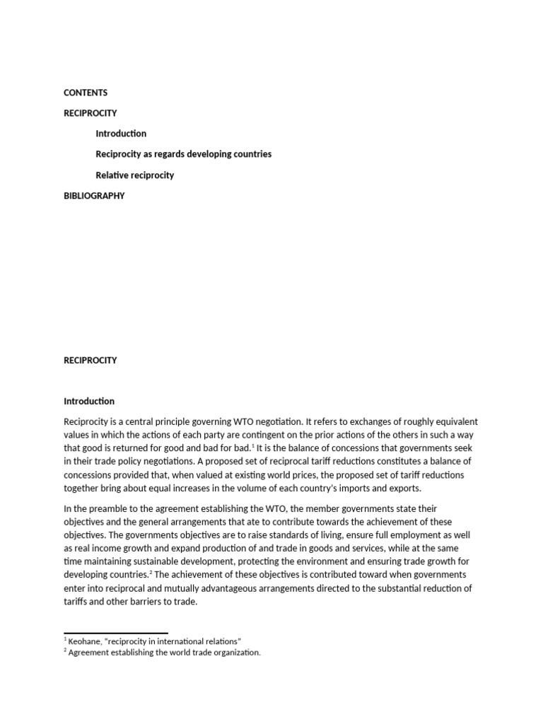 Understanding WTO Reciprocity Principles | PDF | World Trade ...