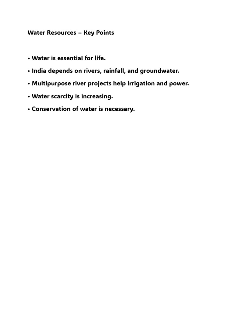 Class 10 Geography – Water Resources Notes | PDF