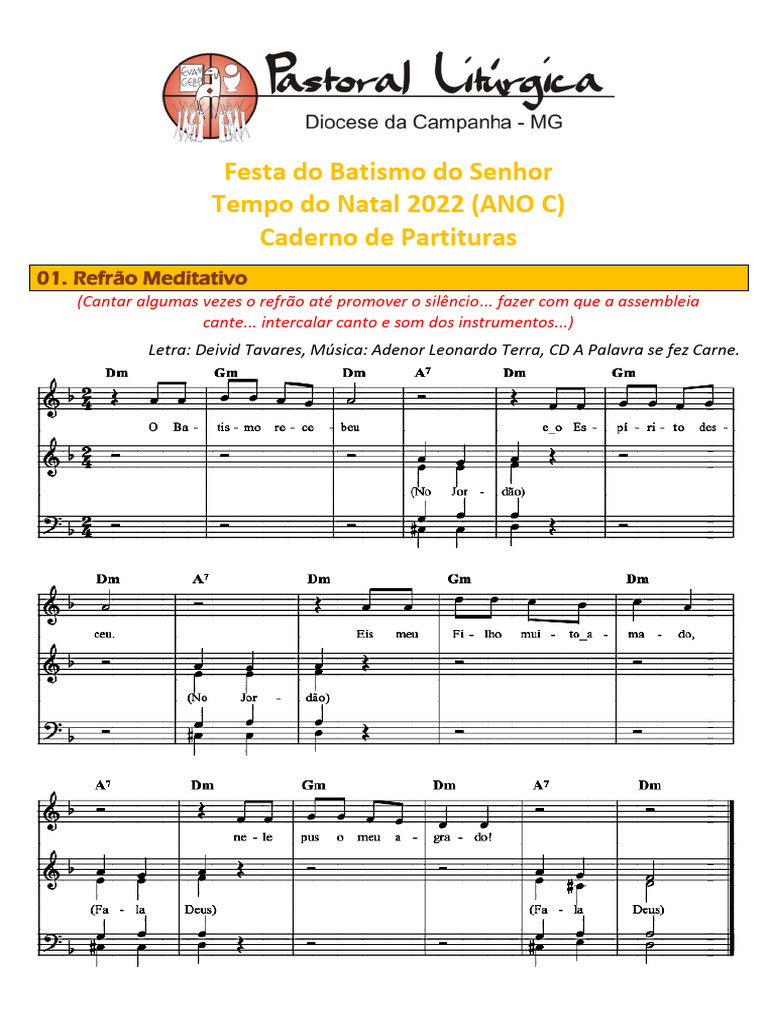 Partituras Natal - Festa Do Batismo Do Senhor Ano c 09-01-2022 | PDF ...