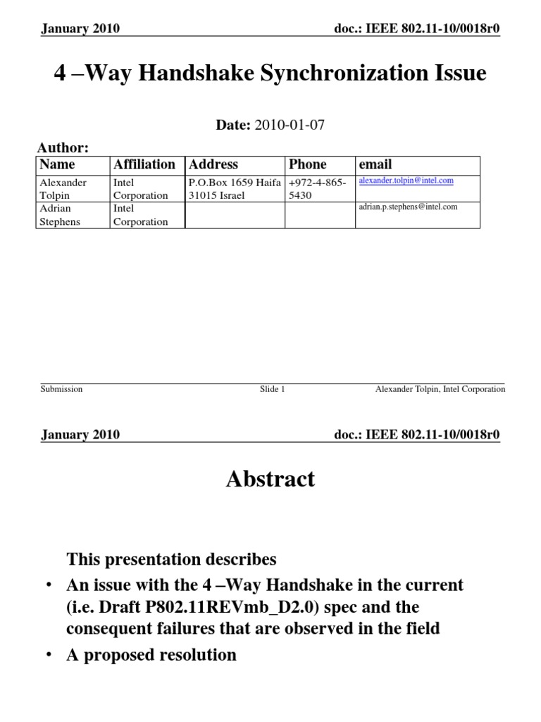 4 Way Handshake | PDF | Encryption | Transmission Control Protocol