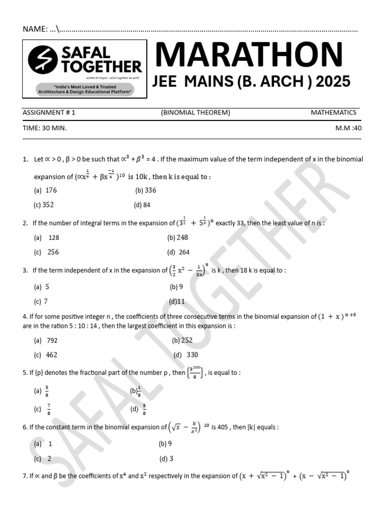 BINOMIAL THEOREM 1 | PDF | Numbers | Mathematical Objects