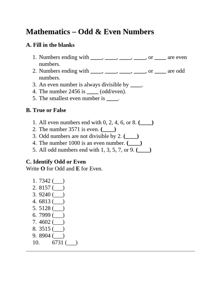 Odd and Even Numbers Explained | PDF
