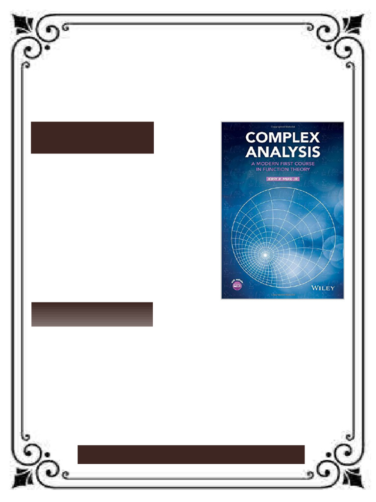 Complex Analysis A Modern First Course in Function Theory 1st Edition Jerry R. Muir ebook full ...